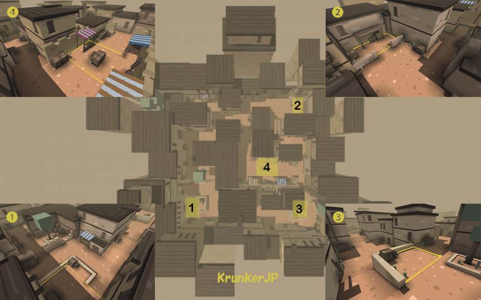 【マップ解説】Sandstormのリスポーン位置は？ポイントエリアは？旗の位置は？大人気砂漠マップを徹底解説！｜KrunkerJP